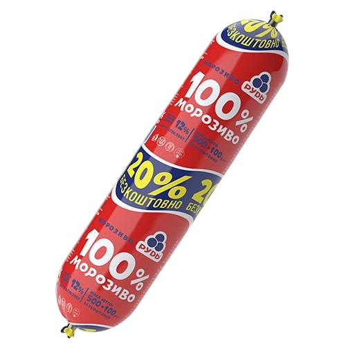 "100% ice cream" 600 g - classic white ice cream from TM "Rud"